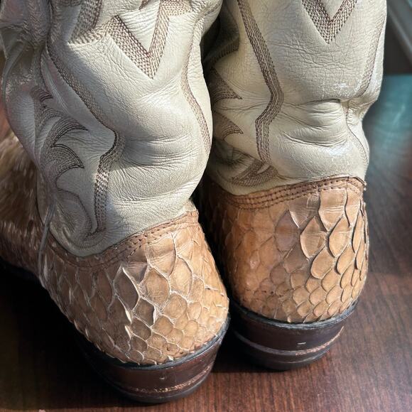 Nocona | Shoes | Vintage Nocona Python Cowboy Boots Mens Size 85 Cream ...